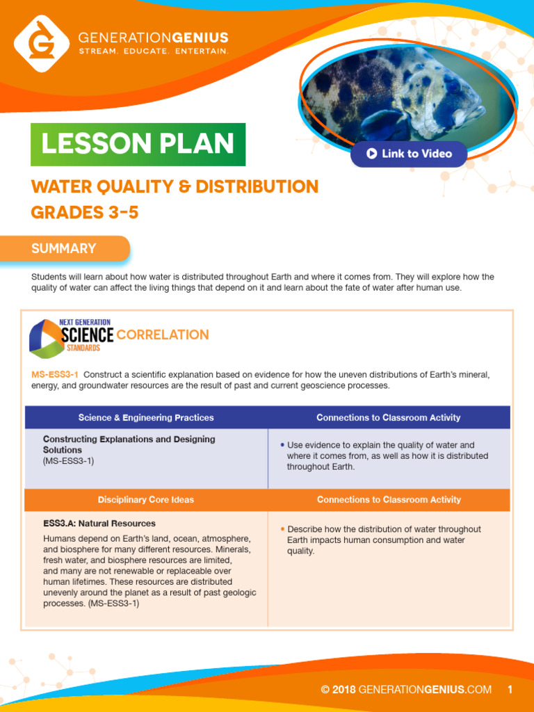 Water Distribution Lesson Plan GG | PDF | Water | Surface Runoff