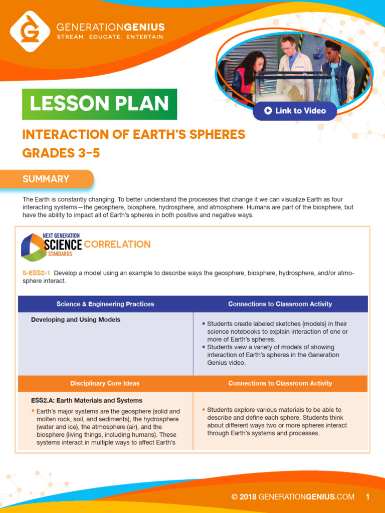 The Four Spheres Lesson Plan GG | PDF | Earth | Glacier