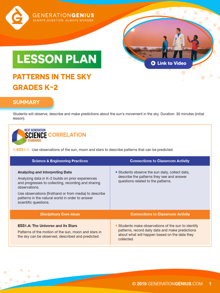 Sun Moon and Star Motion Lesson Plan GG | PDF | Cognition | Science