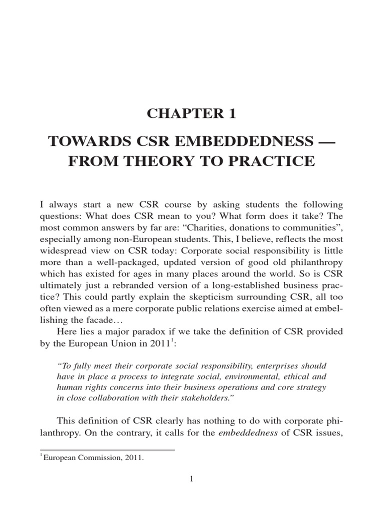 2020 Towards CSR Embeddedness From Theory To Practice | PDF | Corporate ...