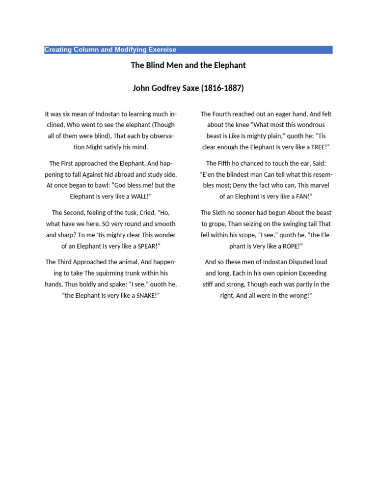 Column Exercise | PDF