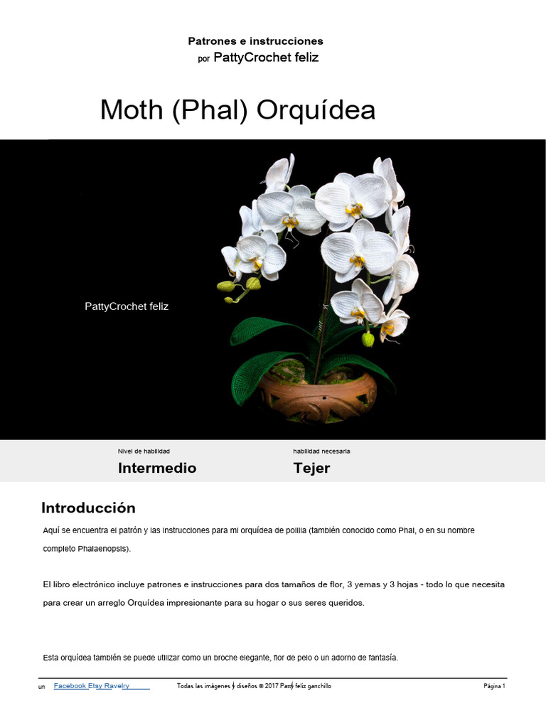 Instrucciones para Orquídea de Crochê | PDF | Tejer | Flores