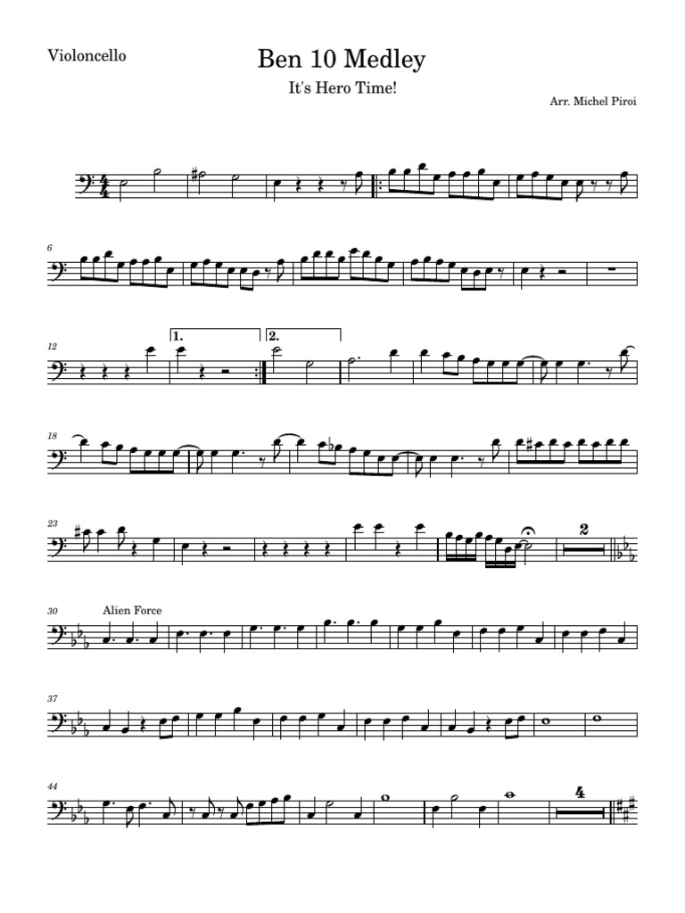 Ben 10 Violoncello Medley Arr. Piroi | PDF