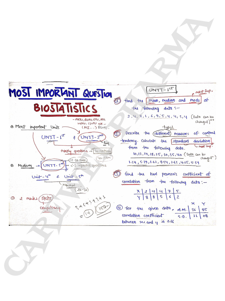 Biostatistics and Research Methodology Most Important Questions | PDF