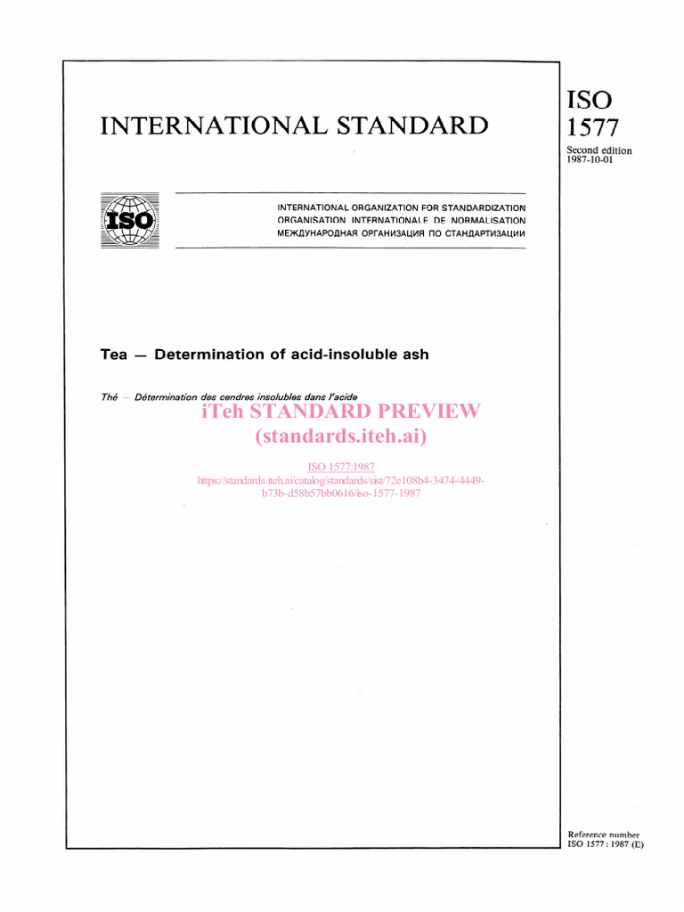 ISO-1577-1987 | PDF | International Organization For Standardization | Chemistry