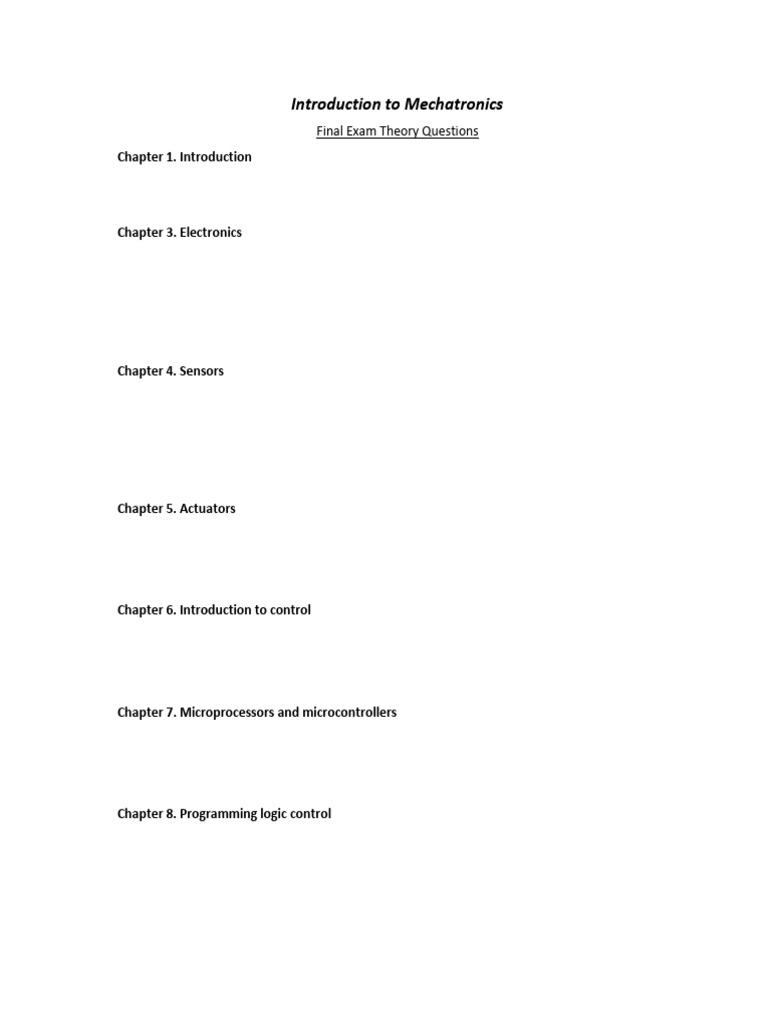 Final Mechatronics Questions2015 | PDF