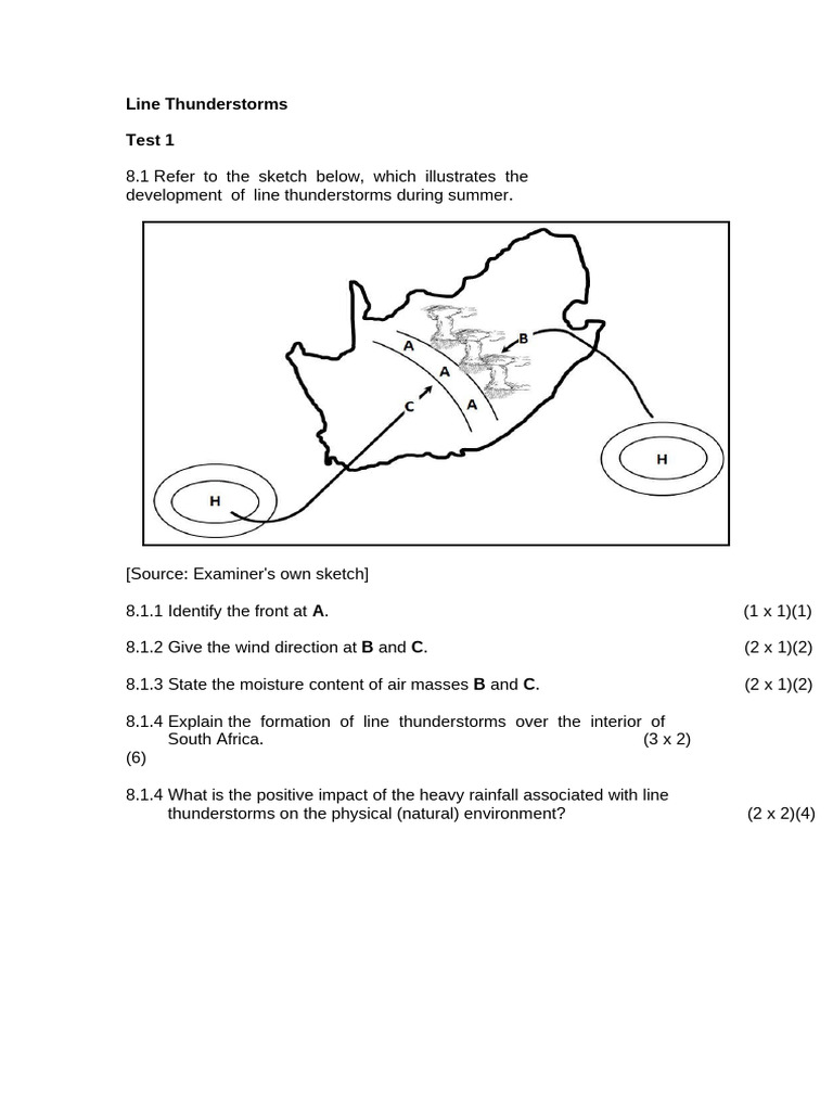 Line Thunderstorms in South Africa | PDF