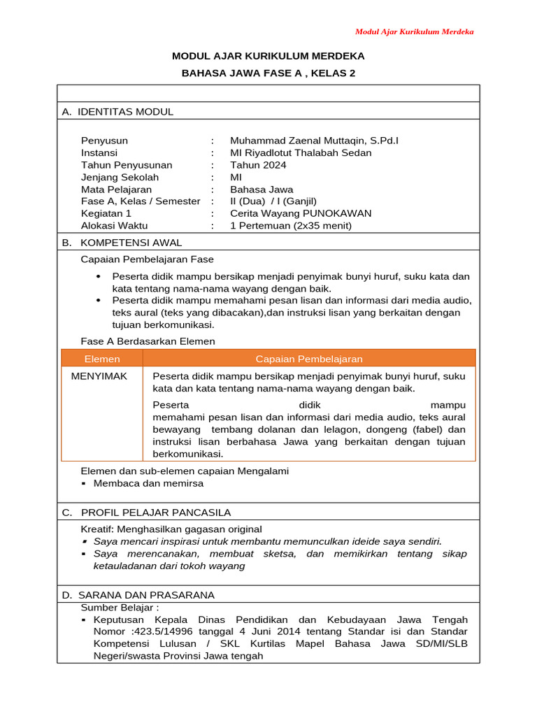 Modul Ajar Kurikulum Merdeka | PDF