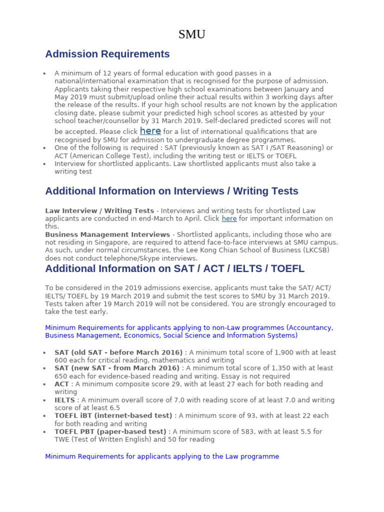 SMU - Admission Requirements | PDF | University And College Admission ...