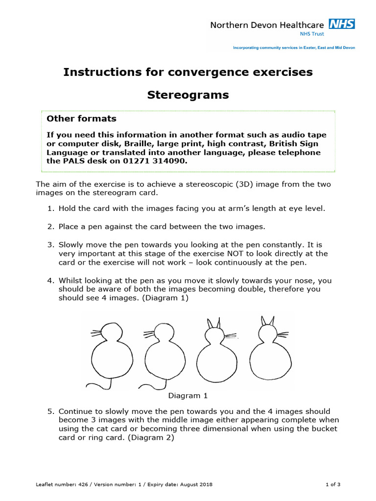 Stereogram Convergence Exercise Guide | PDF | Stereoscopy | National ...