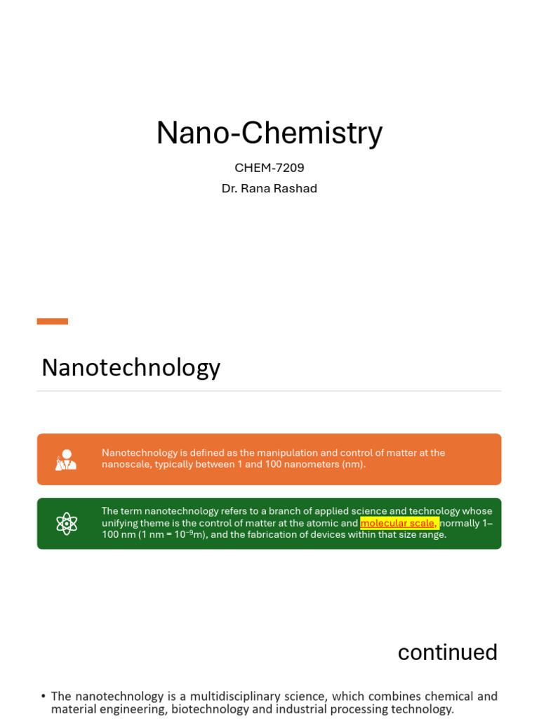 Introduction to Nanochemistry | PDF | Nanomaterials | Nanotechnology