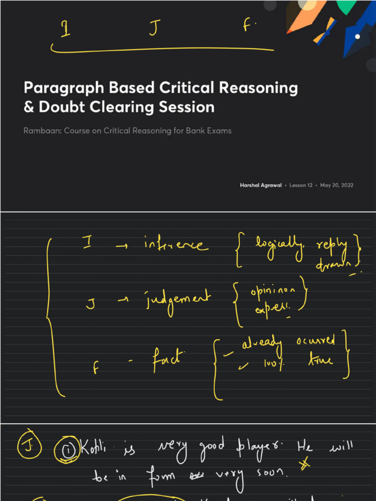 Paragraph Based Critical Reasoning Doubt Clearing Session With Anno | PDF