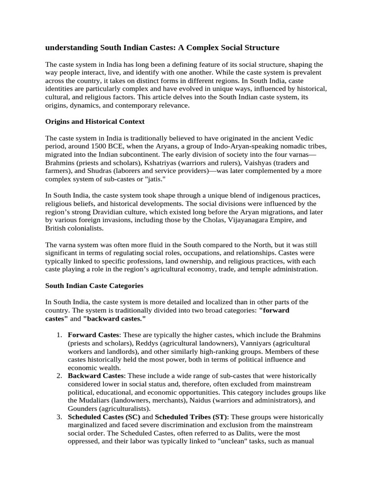 Understanding South Indian Castes | PDF | Caste | Dalit