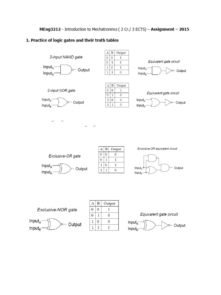 Assignment Mechatronics | PDF | Logic Gate | Servomechanism