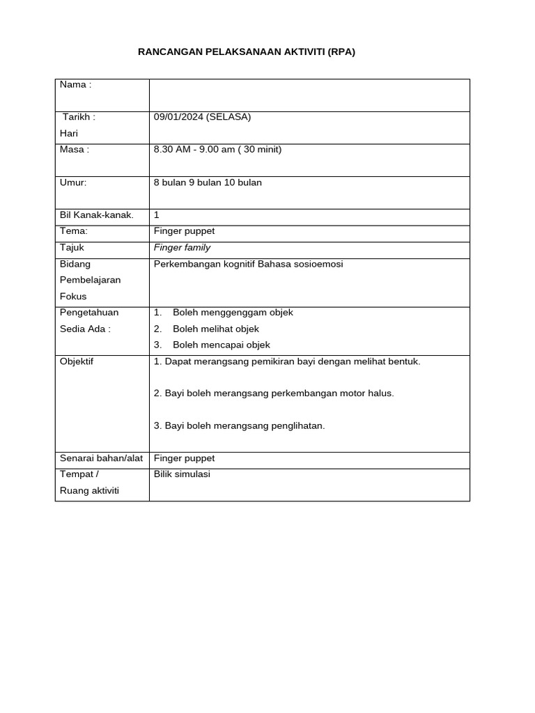 CONTOH RPA BAYI | PDF