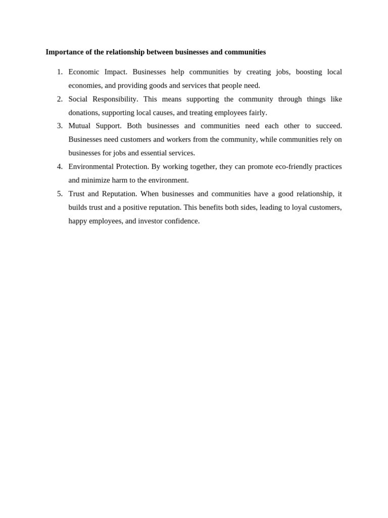 Business-Community Relationship Benefits | PDF