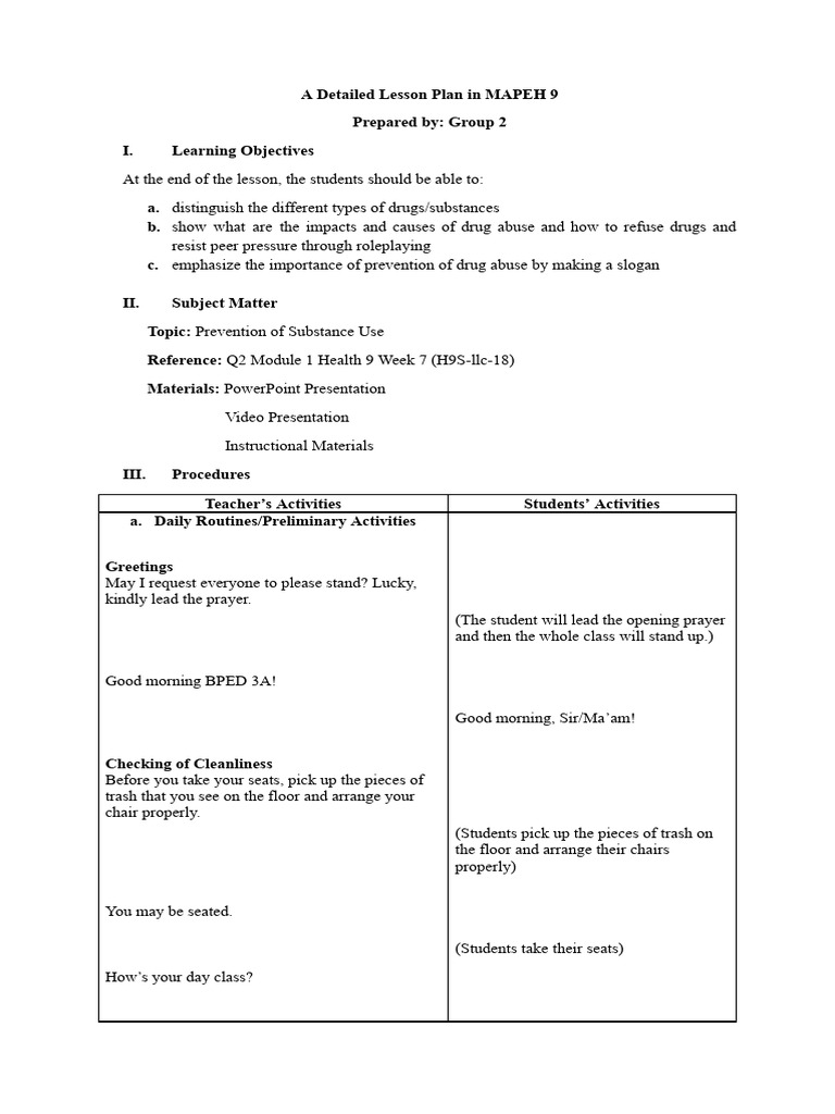 Prevention of Substance Abuse DLP Grade 9 | PDF | Stimulant | Substance ...
