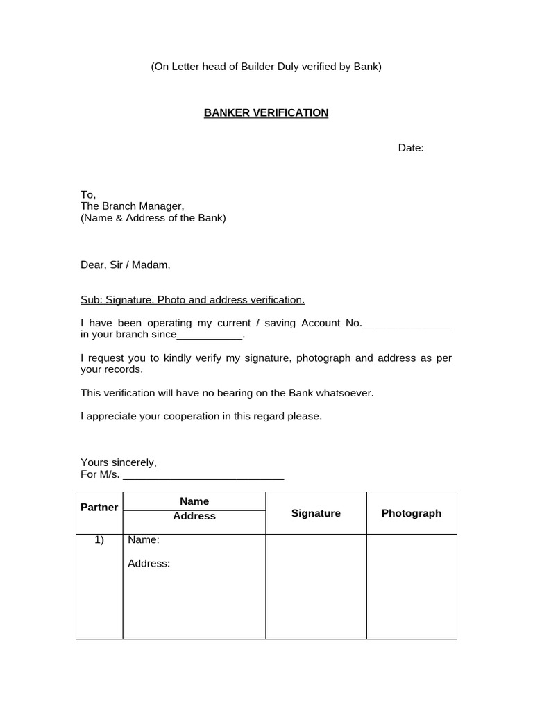 Banker Signature and Address Verification | PDF