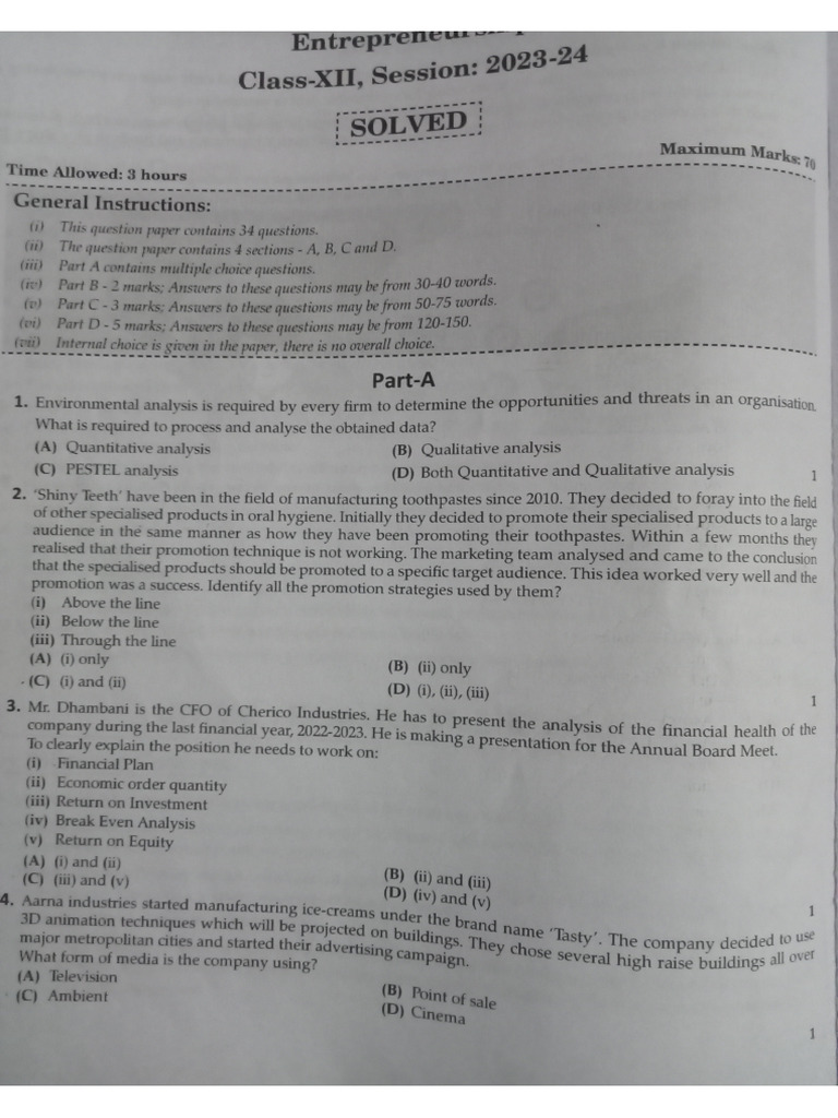 Sample paper-1 | PDF