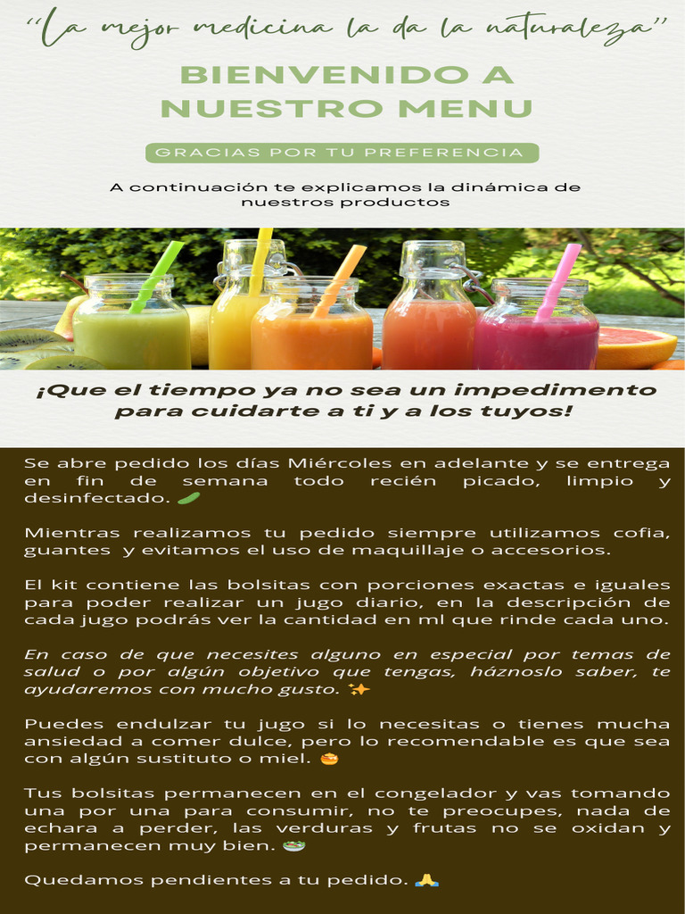 Menú de Jugos Naturales Saludables | PDF | Diabetes | Fruta