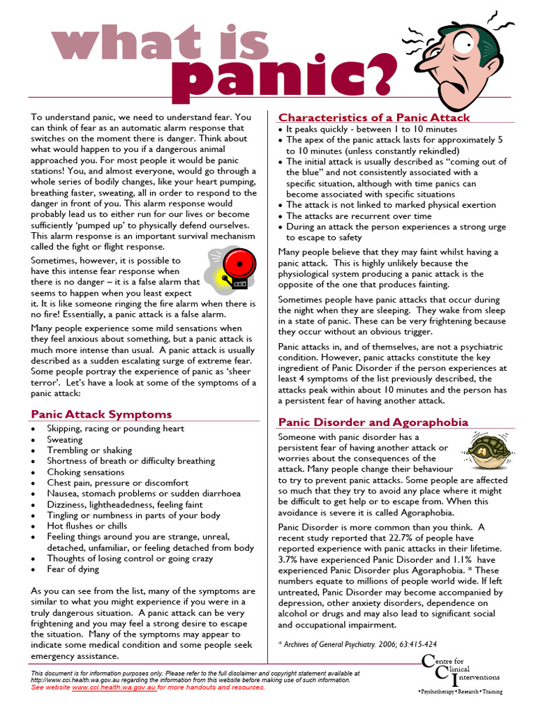 Panic Information Sheet - 01 - What Is Panic | PDF | Panic Attack ...