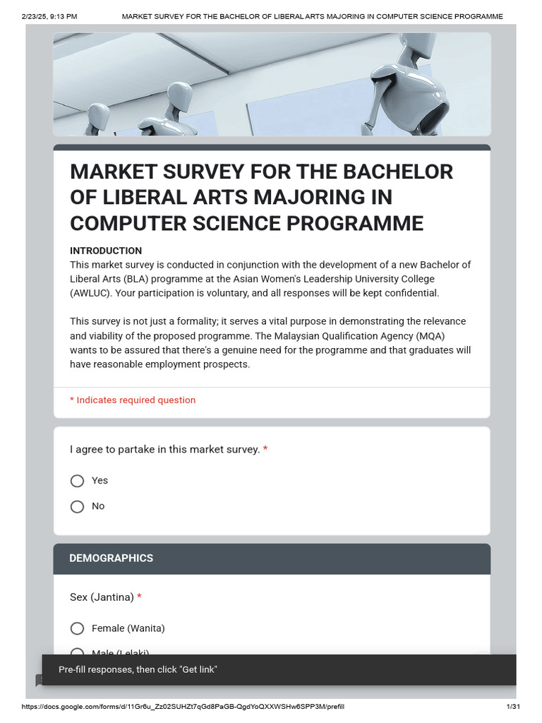 Market Survey For The Bachelor of Liberal Arts Majoring in Computer ...