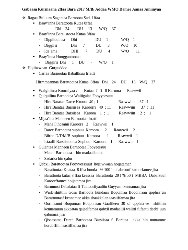 Gabaasa Kurmaana 2ffaa Bara 2017 M | PDF