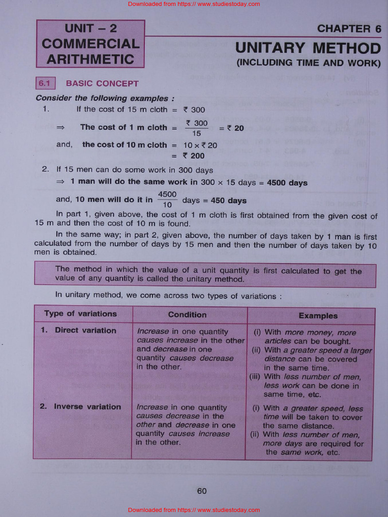 Chapter 06 Unitary Method | PDF
