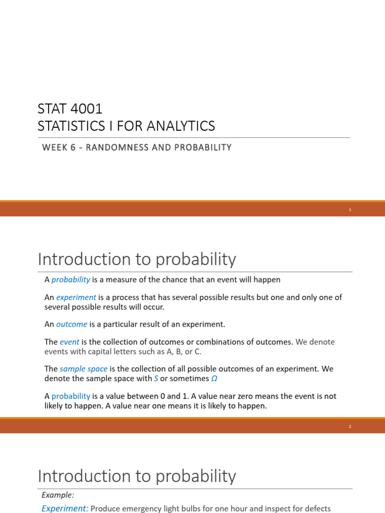 W6 - Randomness and Probability | PDF | Probability | Experiment