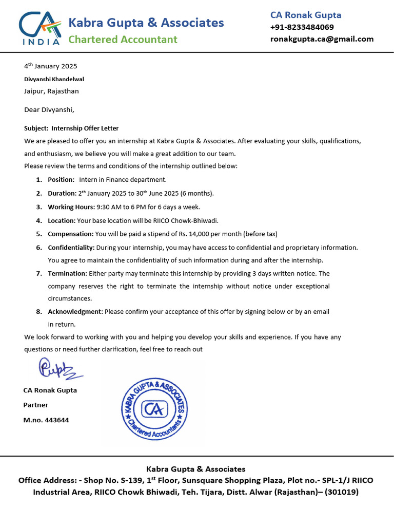 divyanshi offer letter | PDF