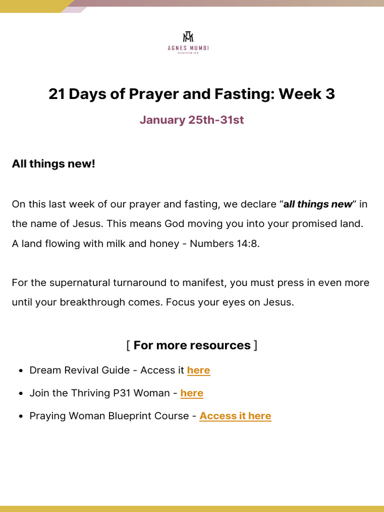 2025 21 Days of Prayer and Fasting Week 3 | PDF | Jesus | Prayer