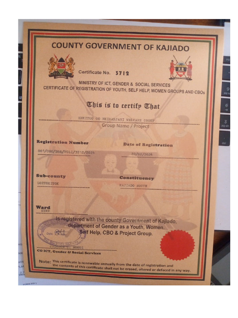 Kajiado County Social Cert | PDF