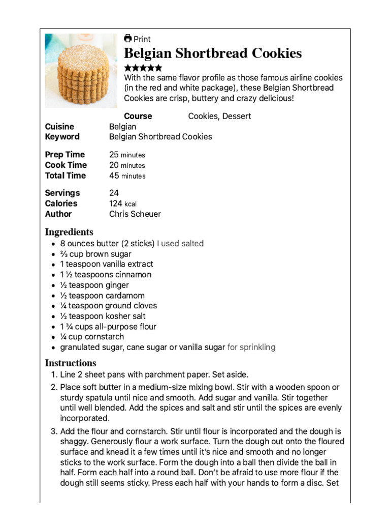 Belgian Shortbread Cookies - The Café Sucre Farine | PDF | Fat | Teaspoon