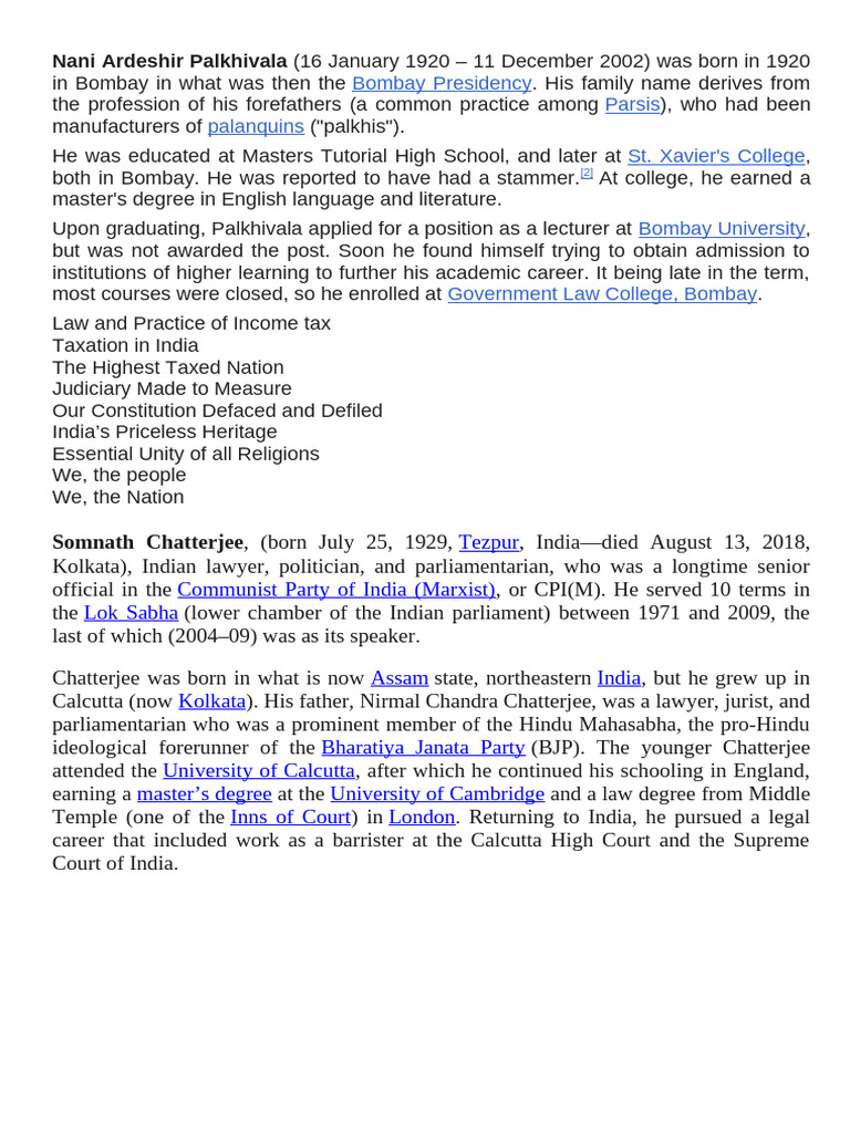 Nani Ardeshir Palkhivala | PDF
