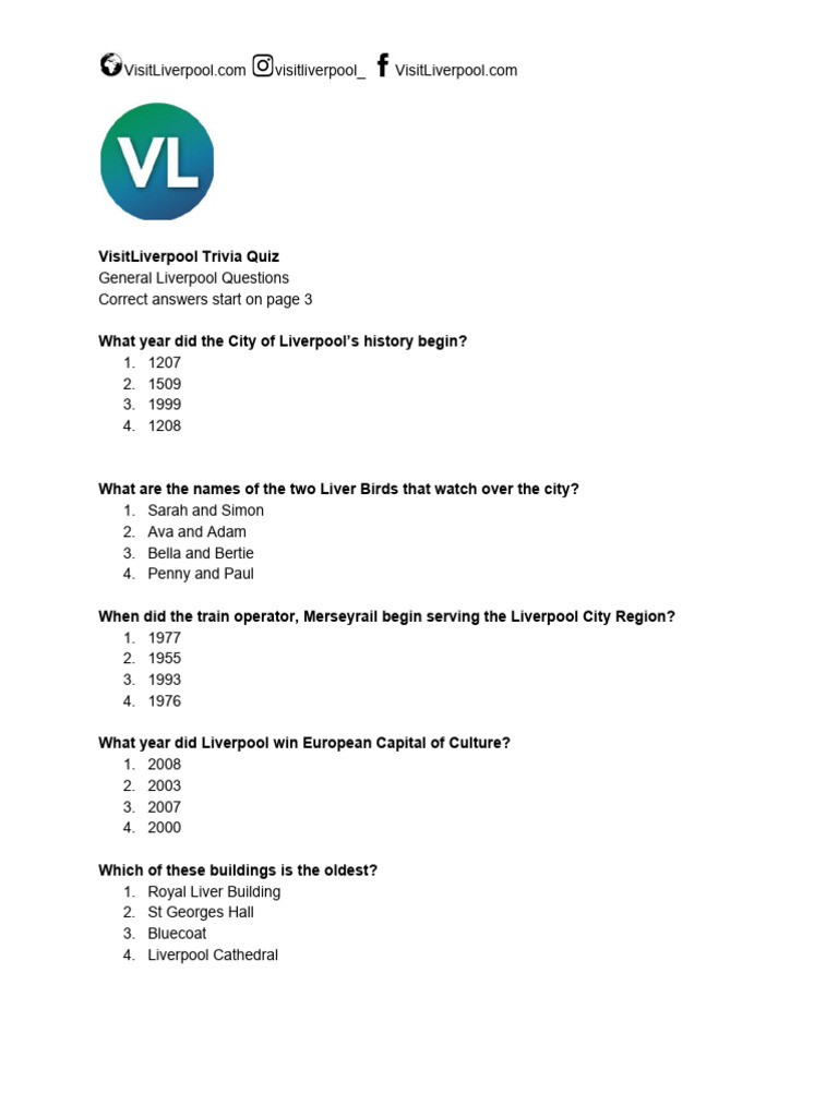 Liverpool Trivia Quiz & Answers | PDF