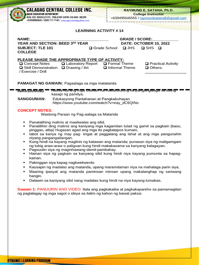 Tle 101 Las Number 14 | PDF
