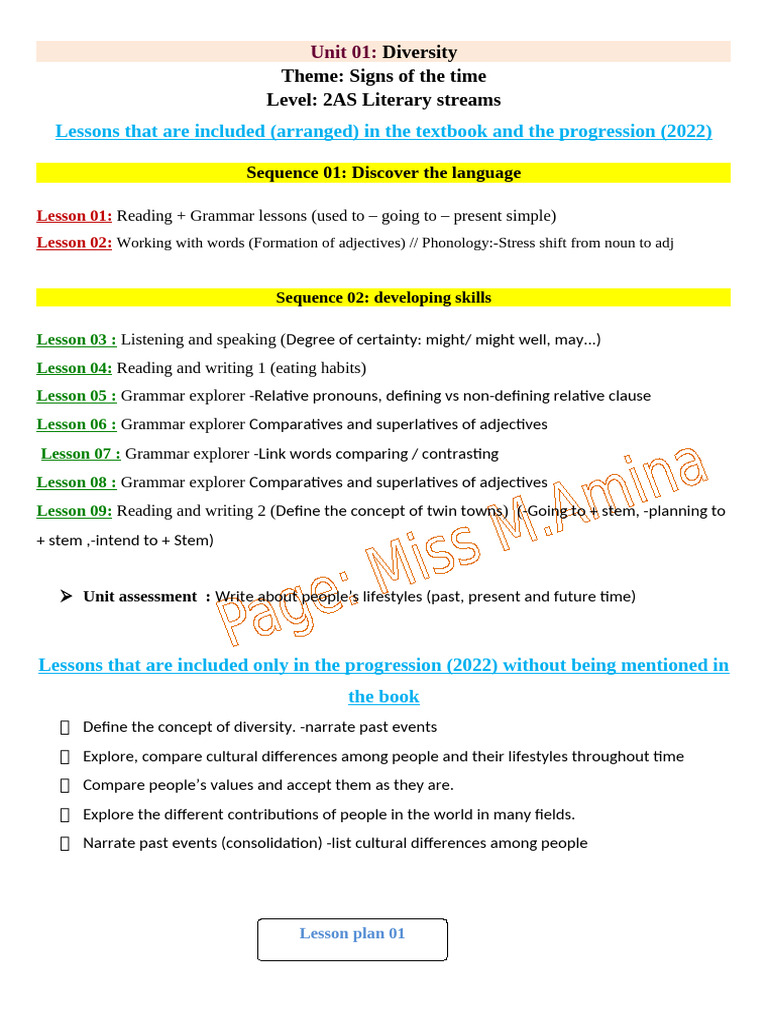 Diversity in Language and Culture Lessons | PDF | Adjective | Grammar