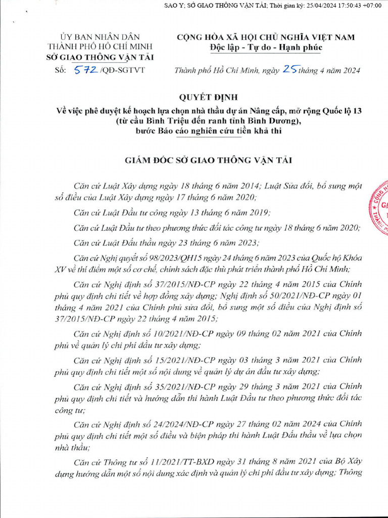 QL13 KHLCNT 572-QĐ-SGTVT - Signed | PDF