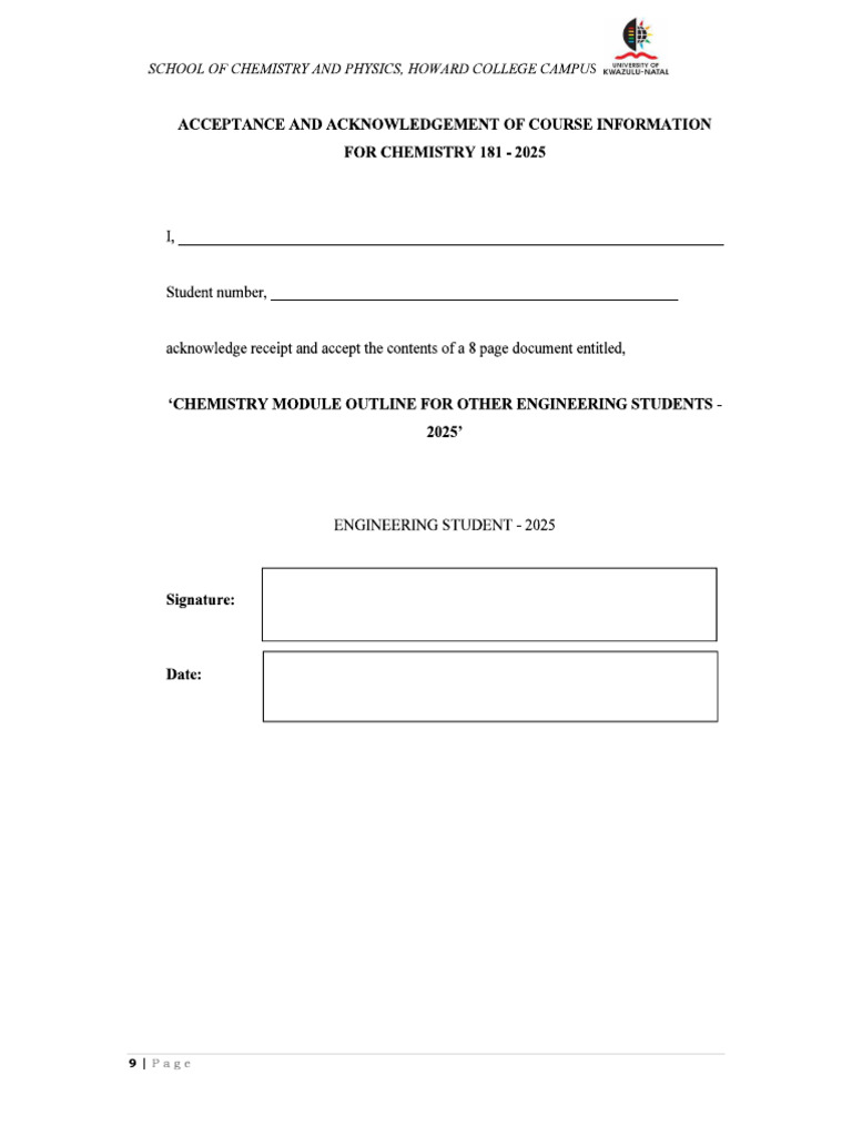 Acknowledgement form 2025 | PDF
