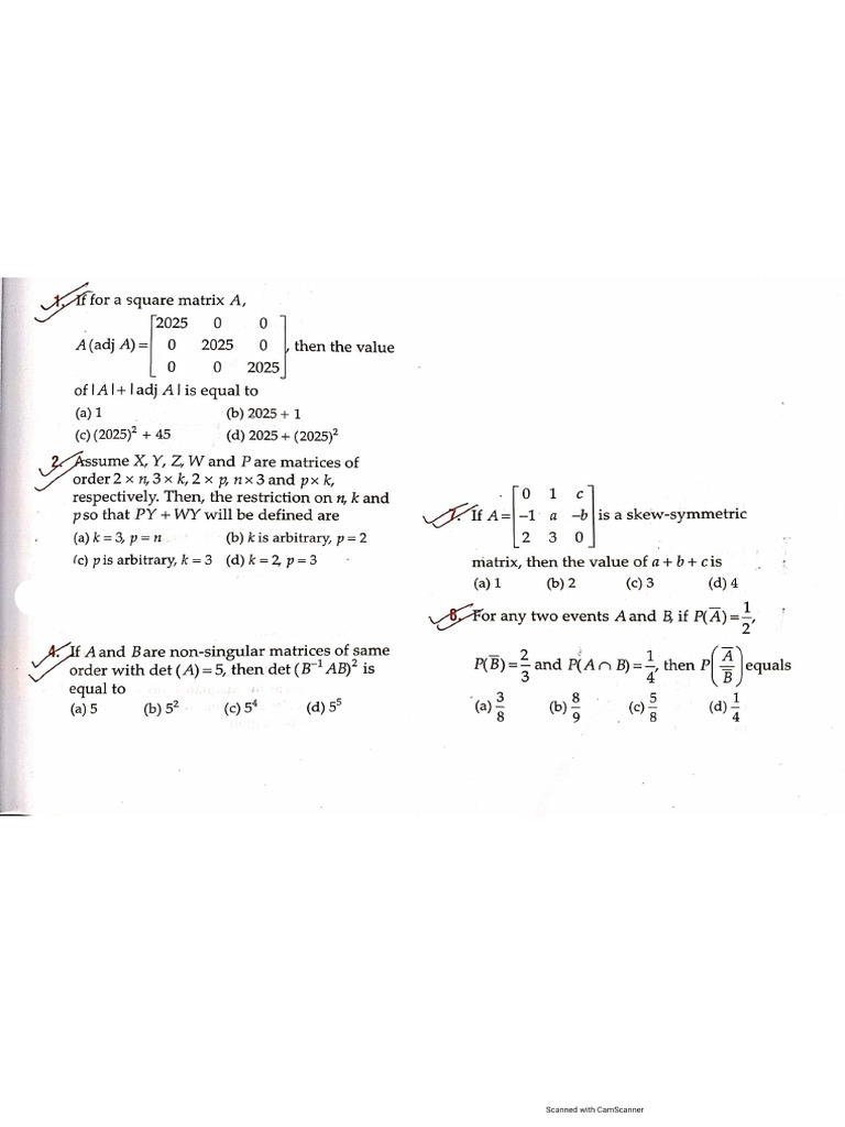 Sample Paper 1.1 Math Class 12th | PDF