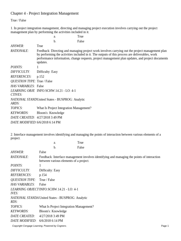 Chapter 4 Project Integration Management | PDF | Net Present Value | Business