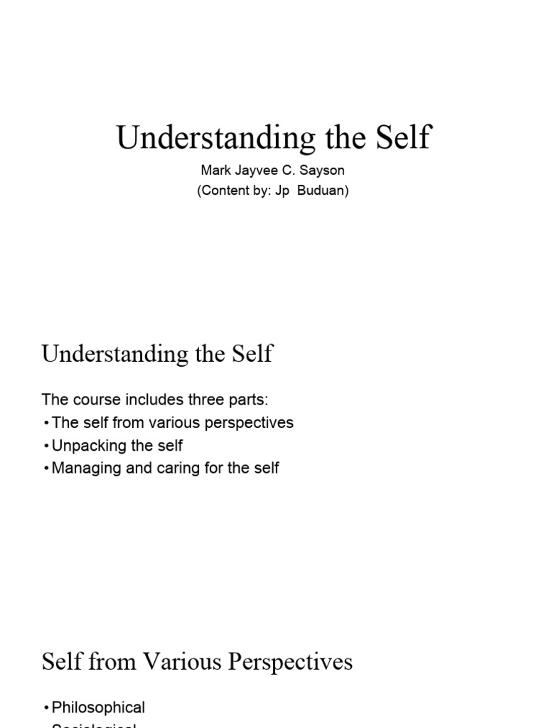 Understanding The Self Part 1 | PDF | Soul | Philosophy Of Self