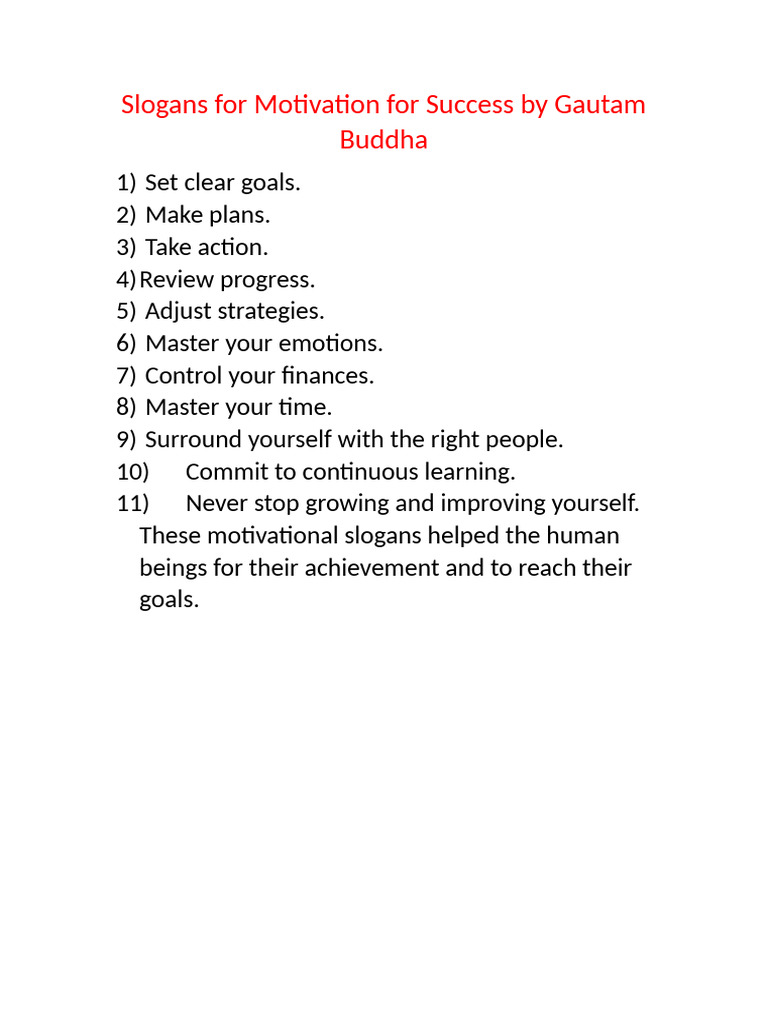 Motivational Slogans for Success | PDF
