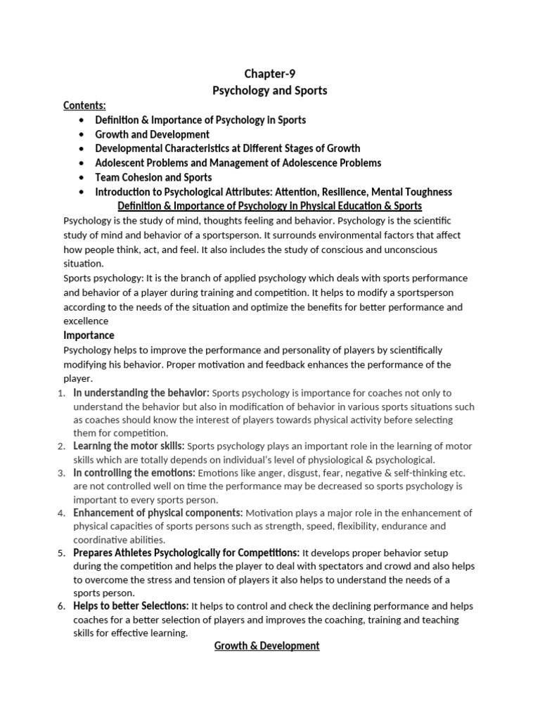 Psychology's Role in Sports Performance | PDF | Psychological ...