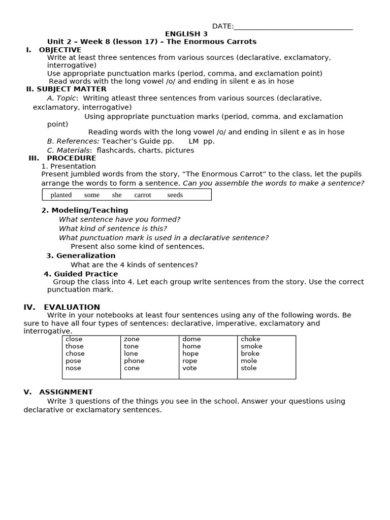 A. Topic: English 3 Unit 2 - Week 8 (Lesson 17) - The Enormous Carrots ...