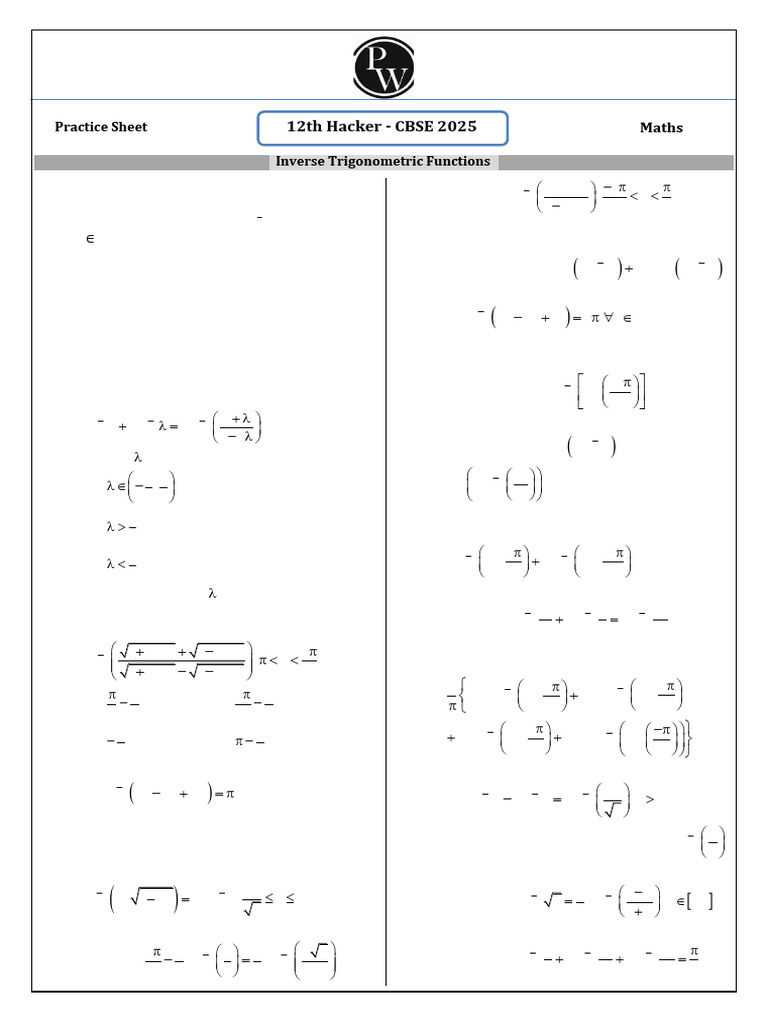 Inverse Trigonometric Functions Practice | PDF | Trigonometric Functions | Function (Mathematics)
