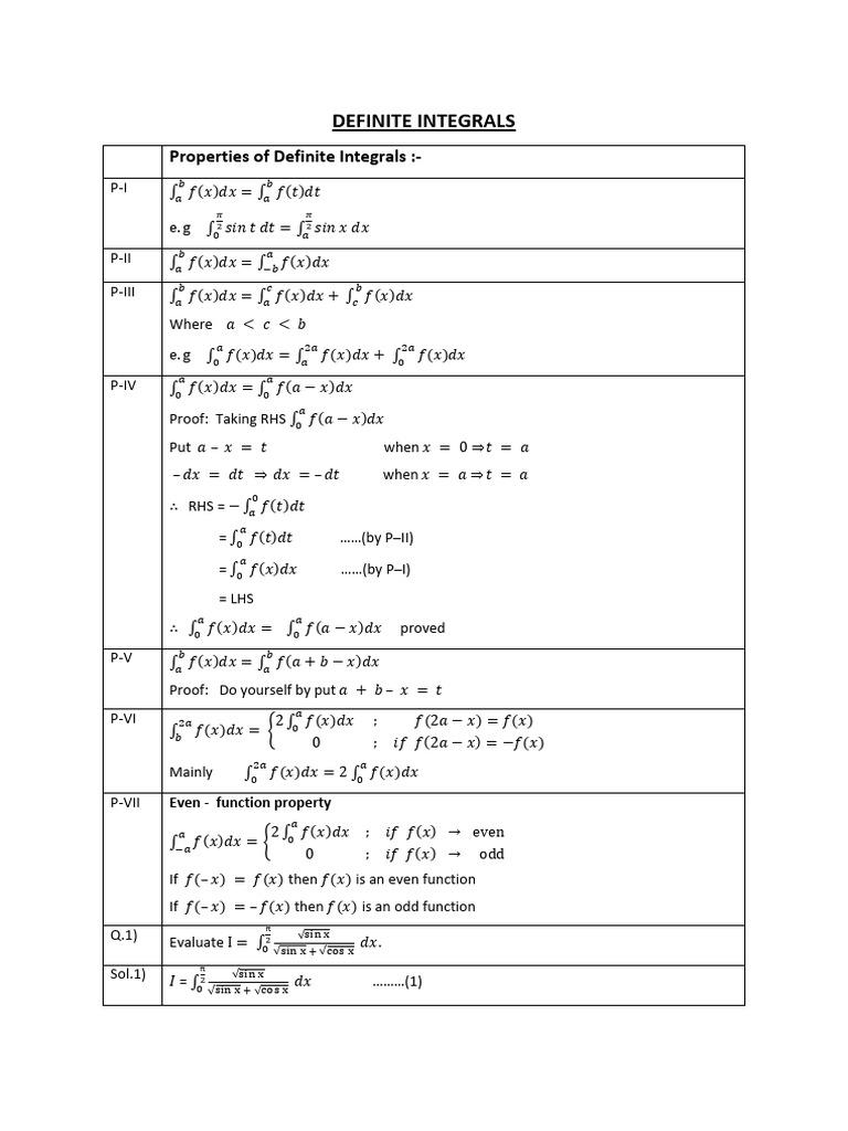 Integrals Revision Notes[1] | PDF