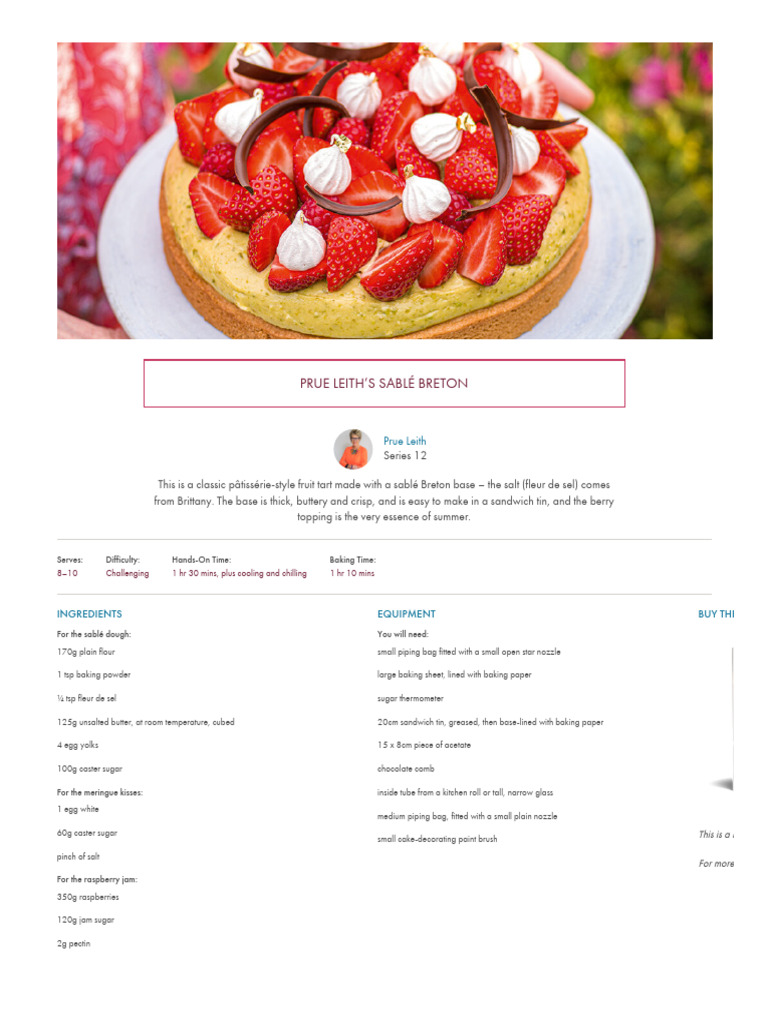 Prue Leith's Sablé Breton - The Great British Bake Off - The Great British Bake Off | PDF ...