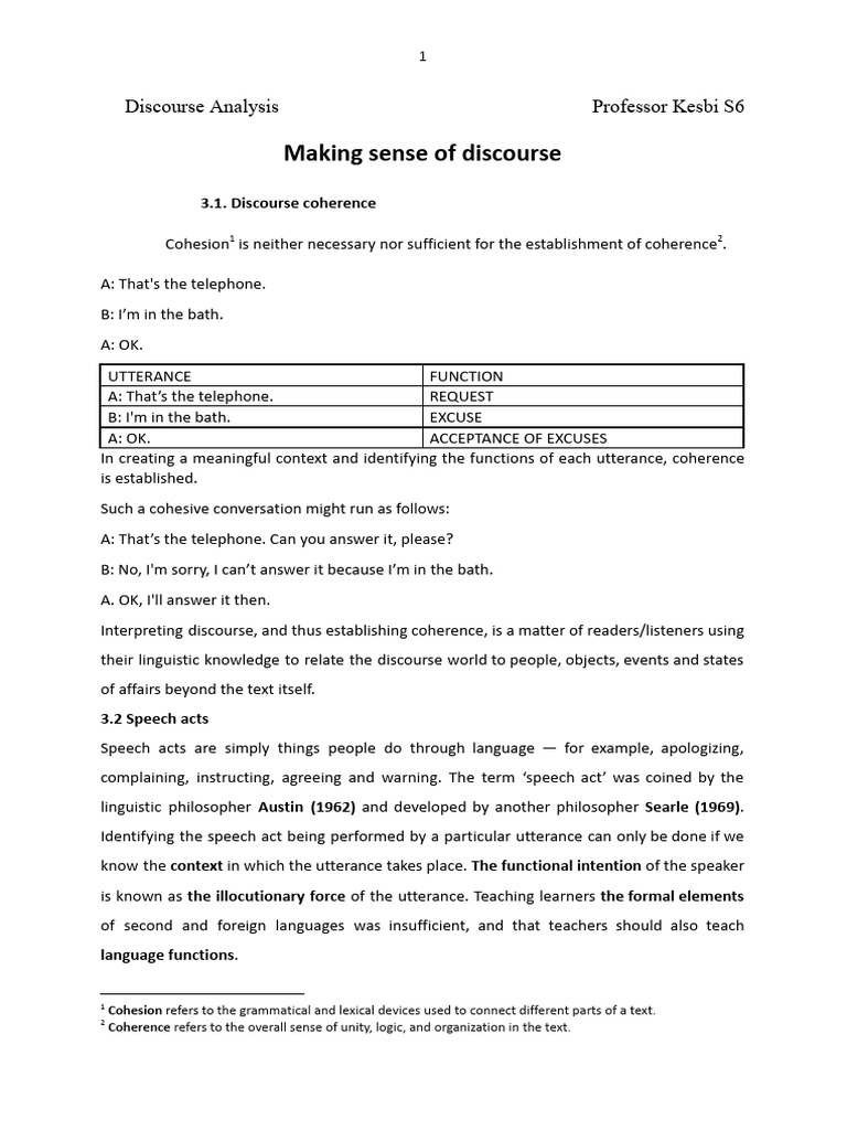 3 Making Sense of Discourse - Docx-1 | PDF | Schema (Psychology ...