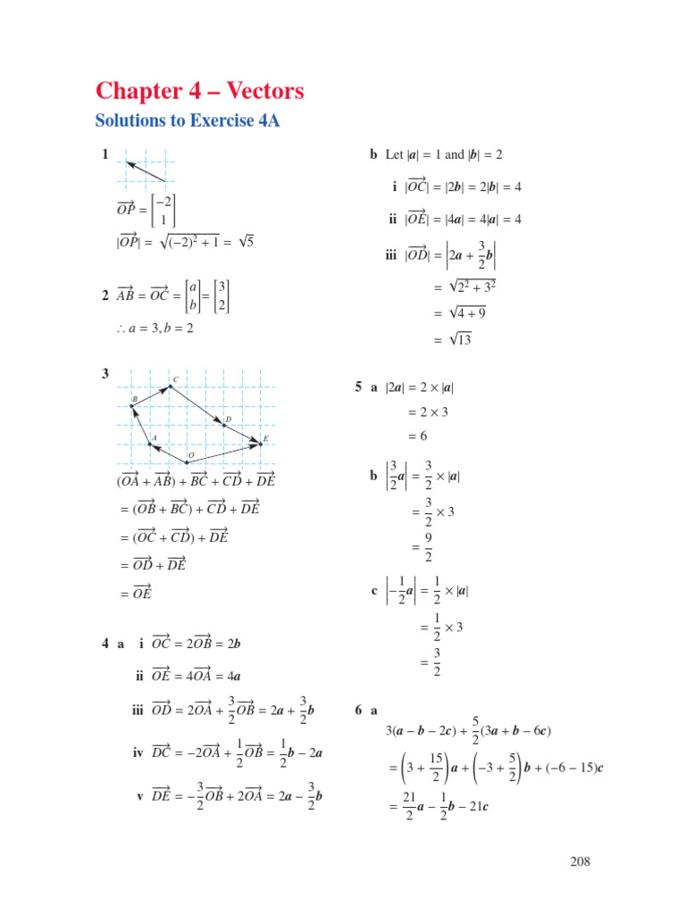 Chapter 4 - Vectors - Worked Solutions | PDF | Applied Mathematics ...